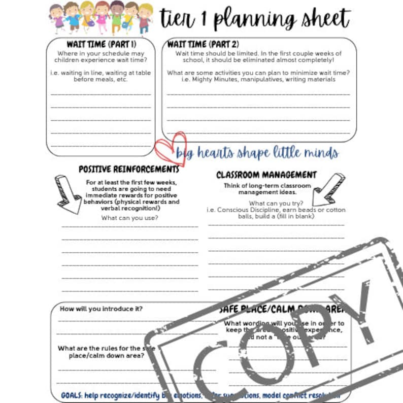 PBIS and Tier 1-3 Informative Study Sheet for Educators, Preschool ...