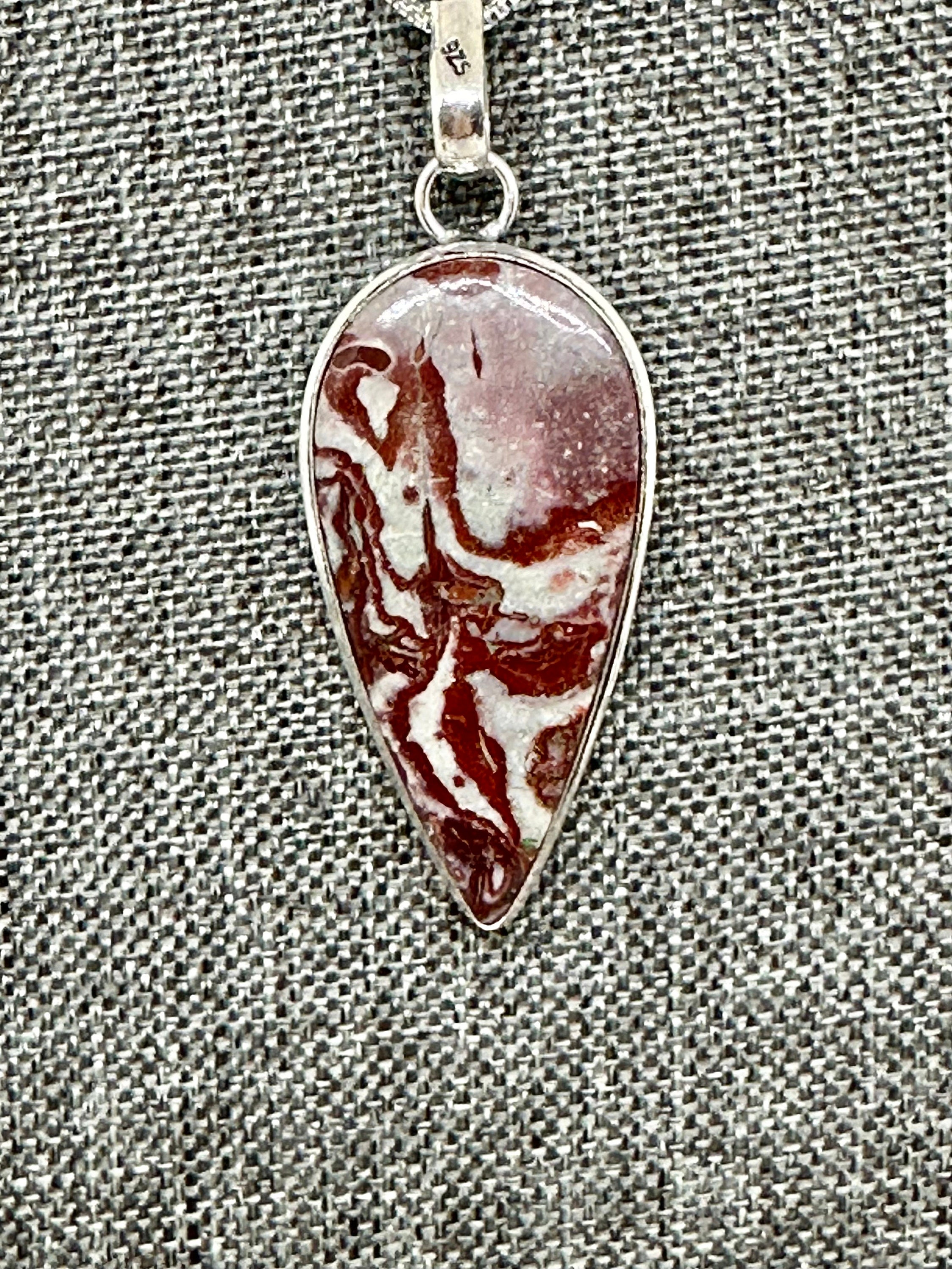 Rare, Red and Brown Wave Dolomite Jasper Teardrop Pendent Necklace on Sterling Silver - Etsy