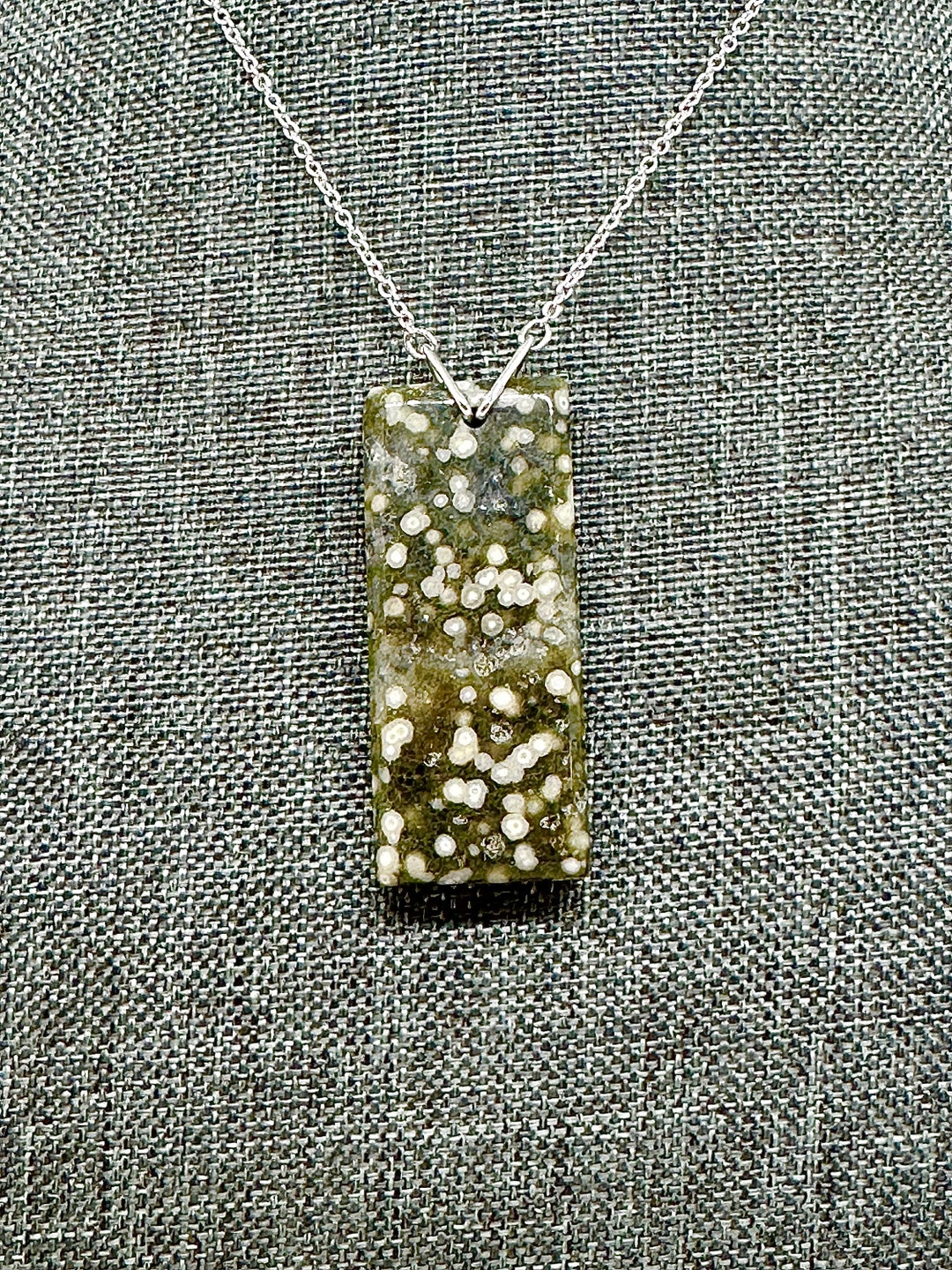 Unique Green Ocean Orbicular Jasper Rectangular Gemstone Pendant ...