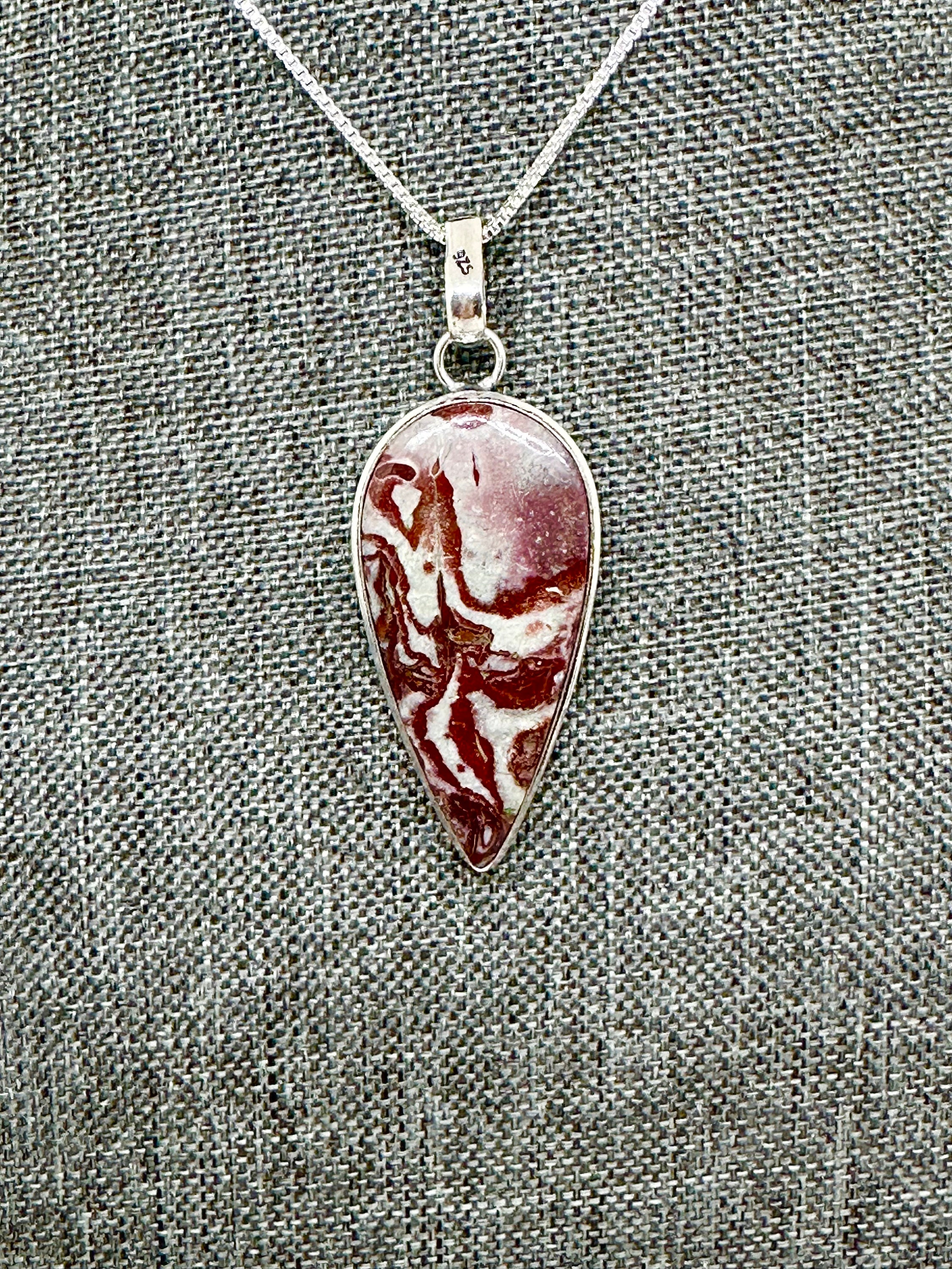 Rare, Red and Brown Wave Dolomite Jasper Teardrop Pendent Necklace on Sterling Silver - Etsy