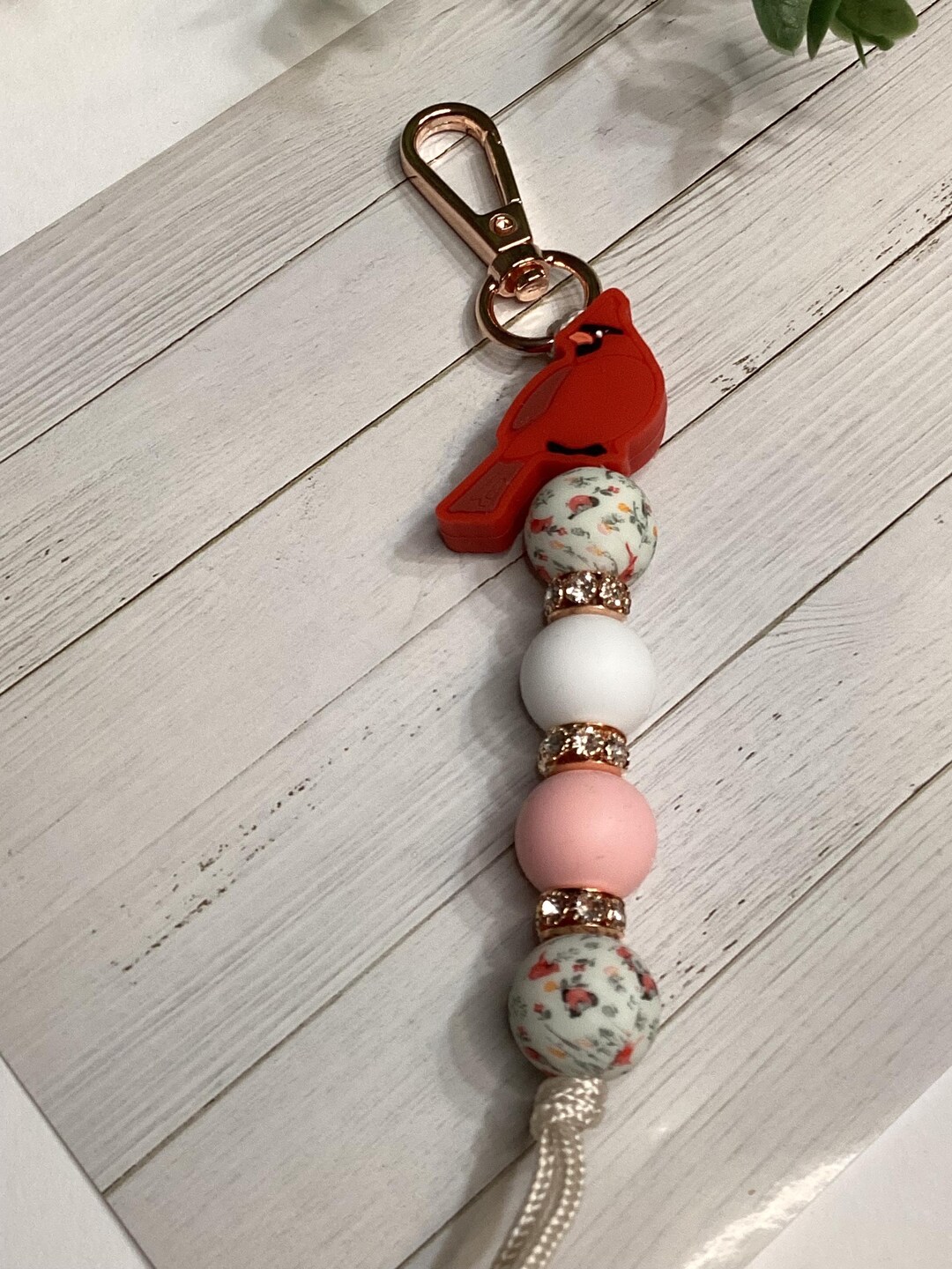 Cardinal Keychain Floral // Red Cardinal Keychain // Gift // Loved One ...