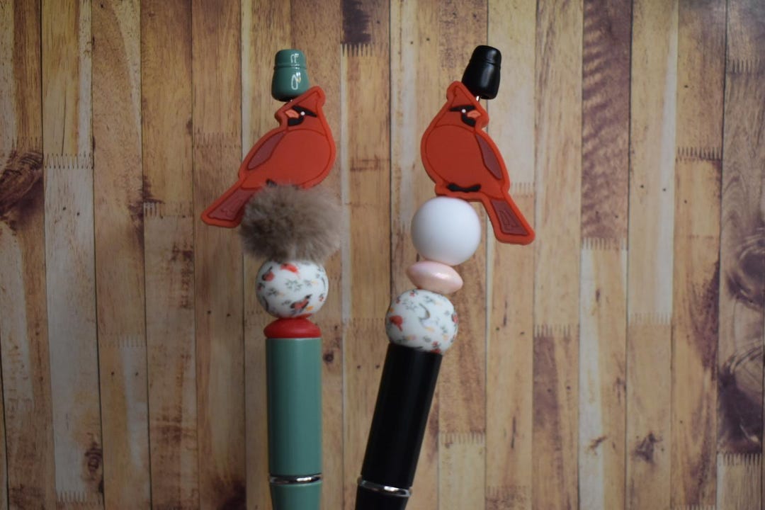 Red Cardinal Bird Pen Writing Pen Pen Back to School Silicone Beaded ...