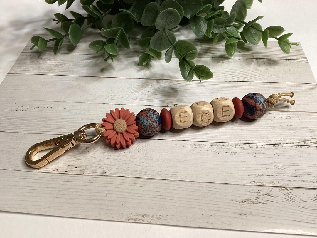 ECE Keychain Rosewood Floral Hockey Mom Bag Tag Zipper Pull Purse ...