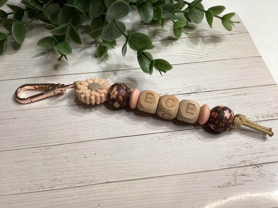 ECE Keychain Blush Floral Hockey Mom Bag Tag Zipper Pull Purse Mothers ...