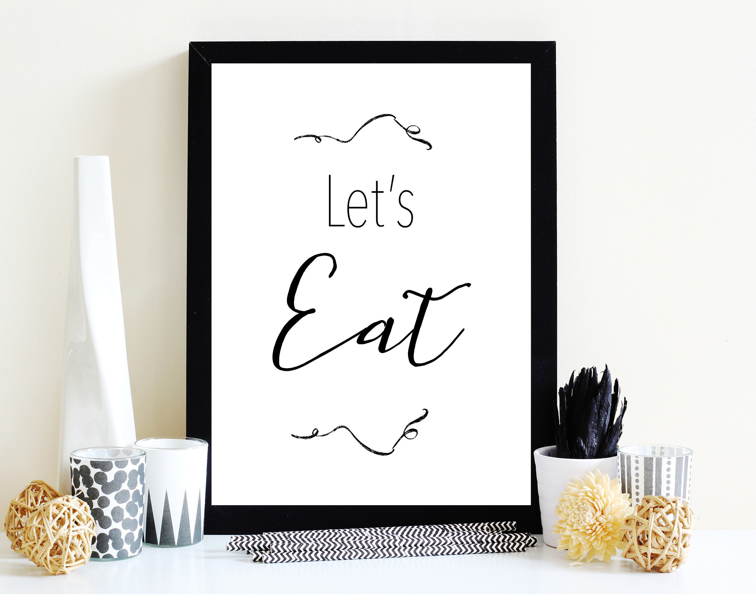 Let's Eat Print Kitchen Wall Decor Modern Kitchen Signs Printable Wall ...