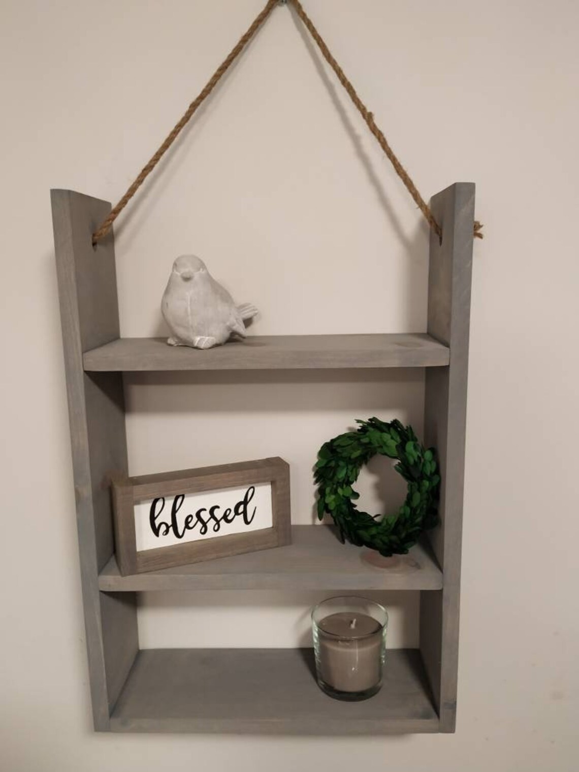 Rustic Ladder Shelf Rustic Ladder and Rope Shelf Rustic - Etsy