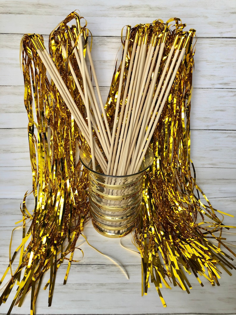 Shiny Tinsel Wedding Wands Gold Pack of 25 - Etsy