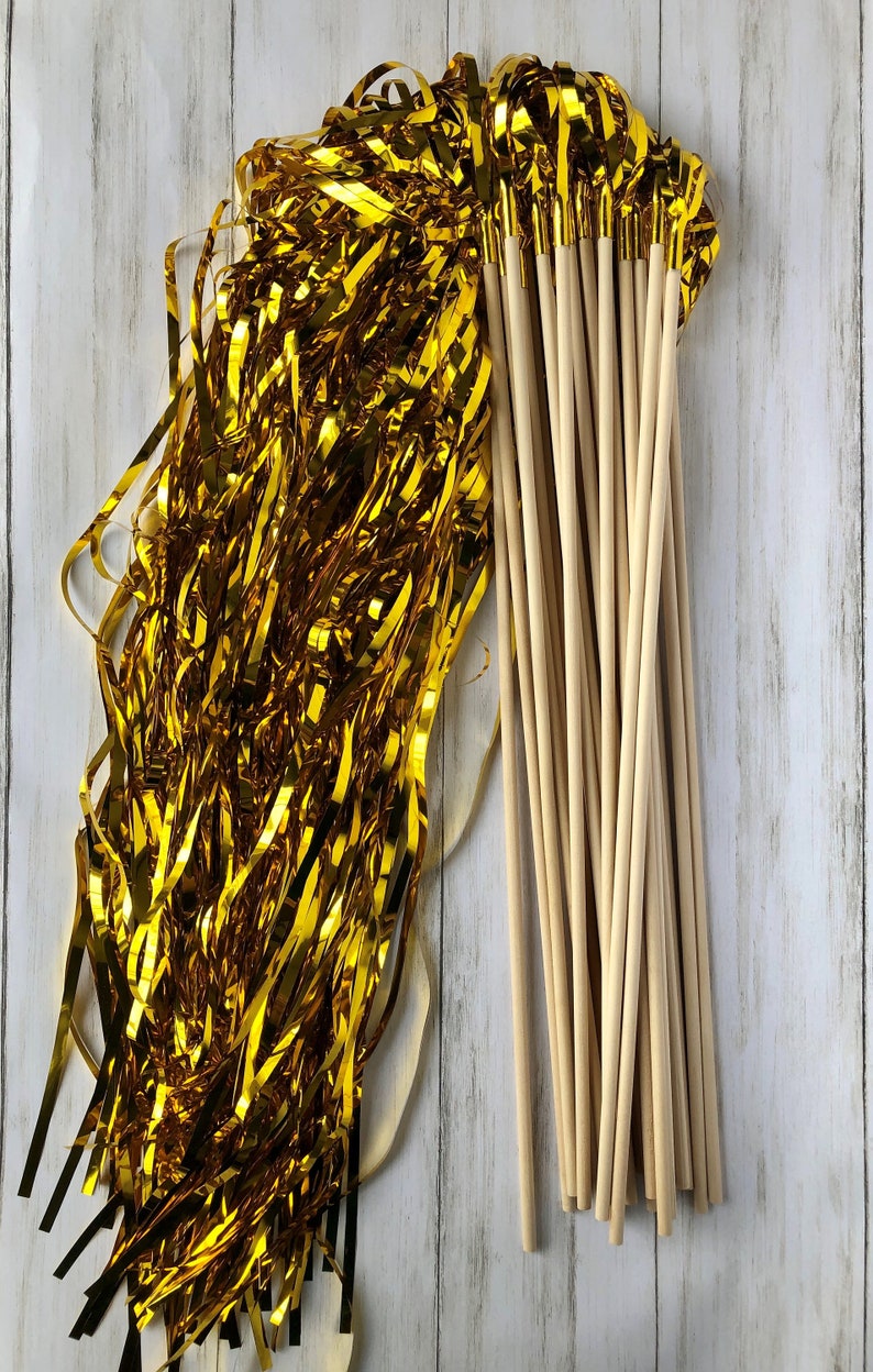 Shiny Tinsel Wedding Wands Gold Pack of 25 - Etsy
