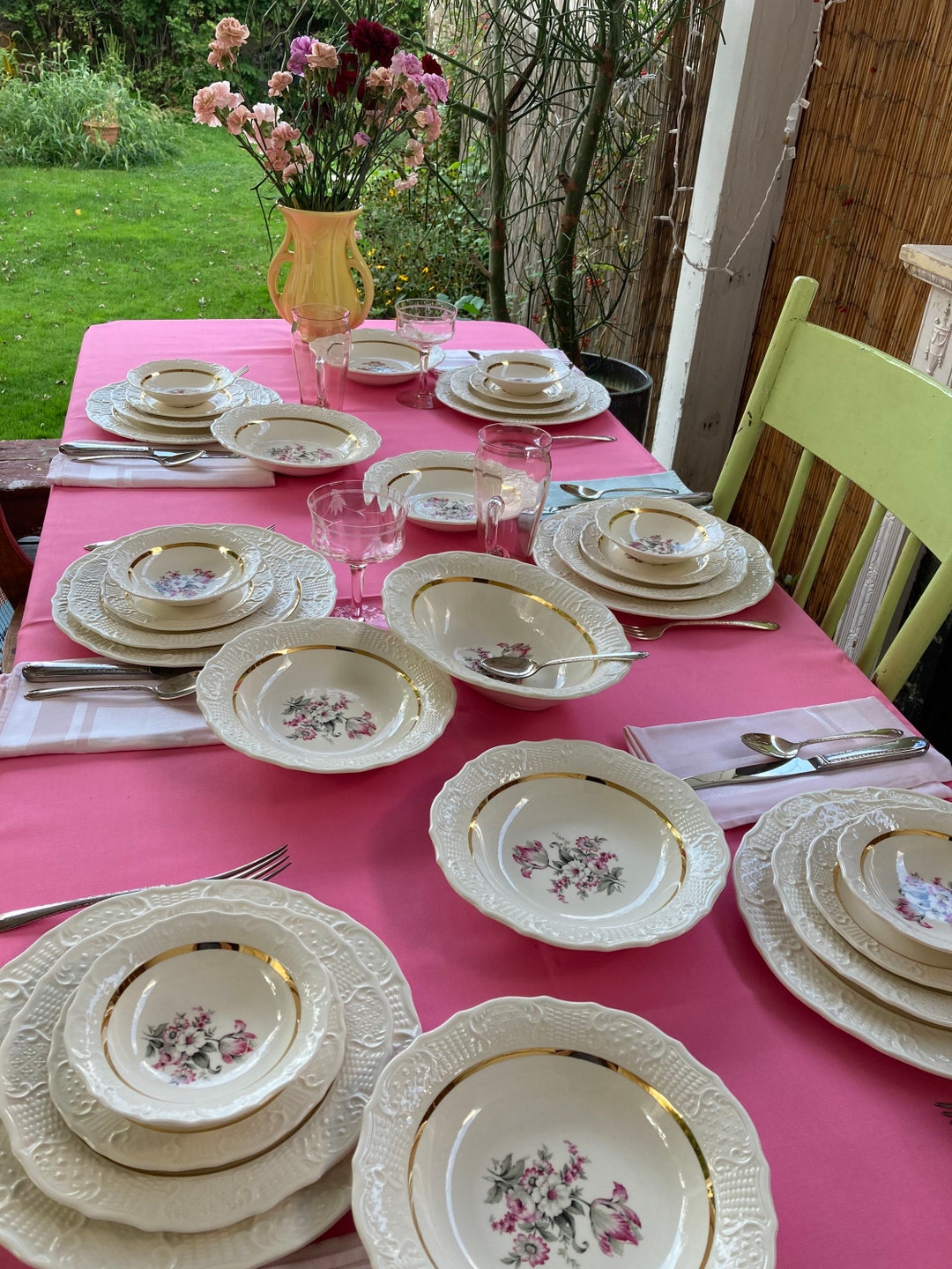 Vintage China Set for 6 "washington Colonial" Made in U.S.A. Holiday ...