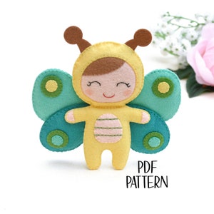 Butterfly Doll Felt PATTERN Pdf . Baby Mobile Felt Animals Sewing ...