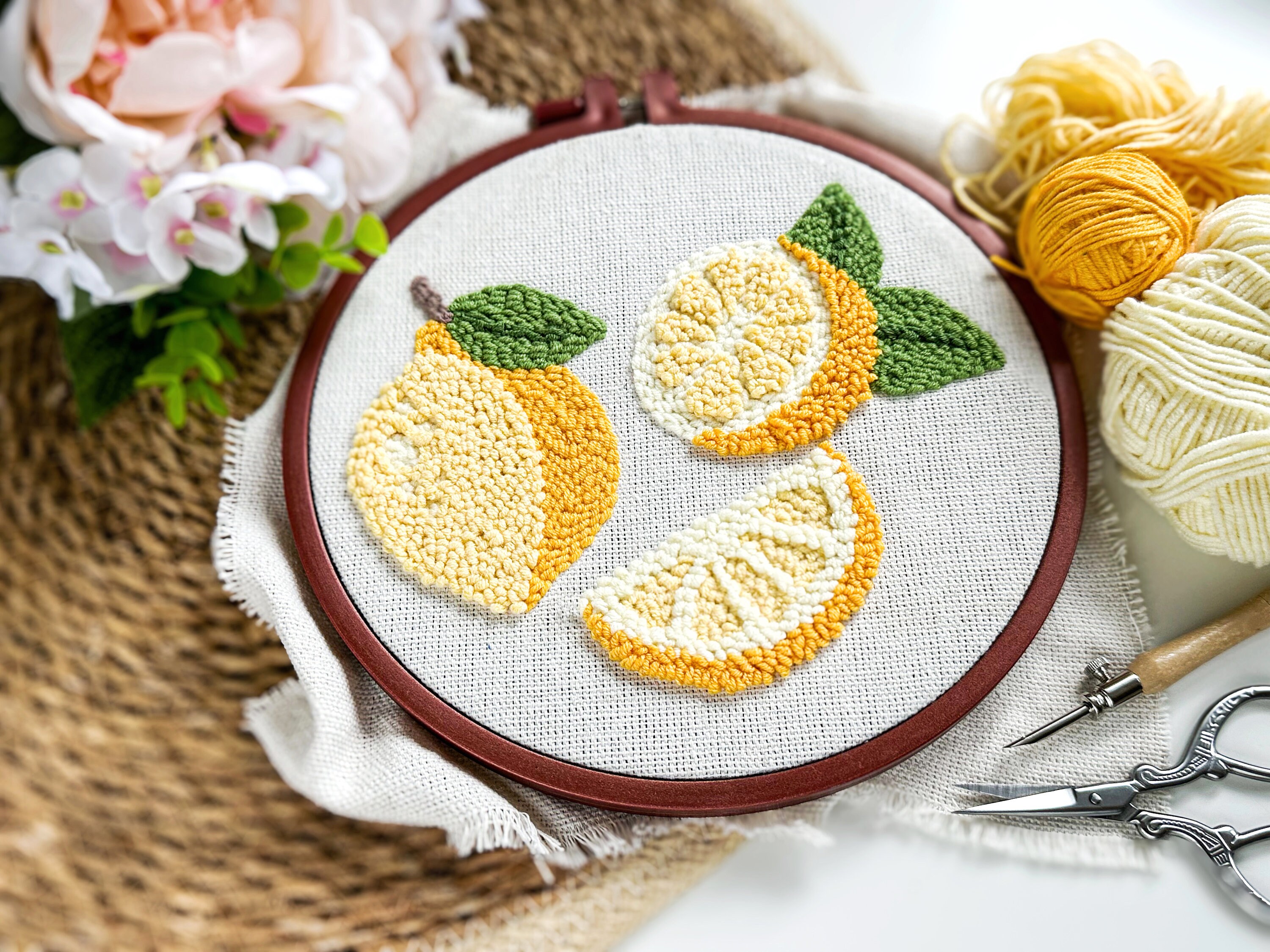 Lemon Trio Punch Needle Pattern, Mug Rug PDF (digital Download) - Etsy