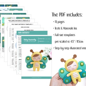 Butterfly Doll Felt PATTERN Pdf . Baby Mobile Felt Animals Sewing ...