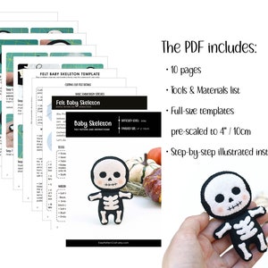Skeleton Felt Doll PATTERN Pdf Png . Halloween Plushie Sewing Pattern ...
