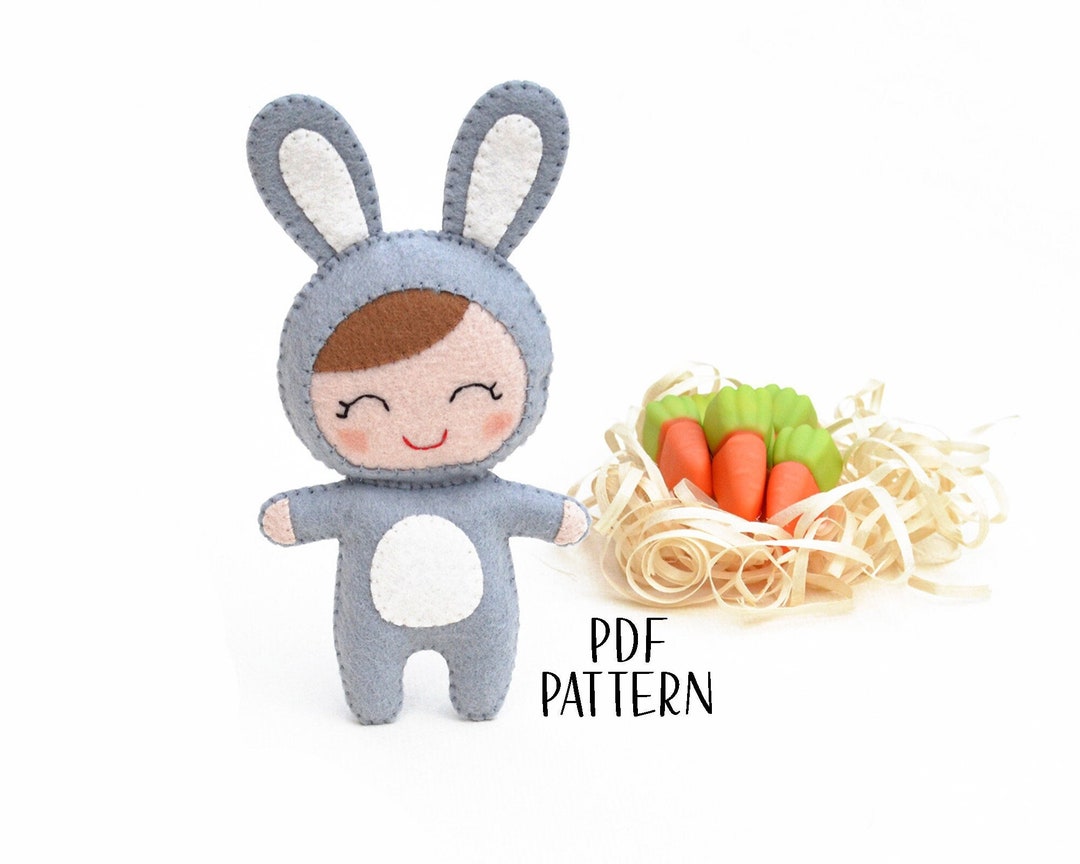 Cute Baby Bunny Felt PATTERN Pdf . Easter Bunny Rabbit Pocket Toy ...