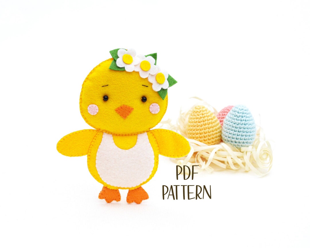 Cute Chicken Felt PATTERN Pdf . Easter Chick Basket Stuffer Sewing Tutorial . Farm Animals Baby ...