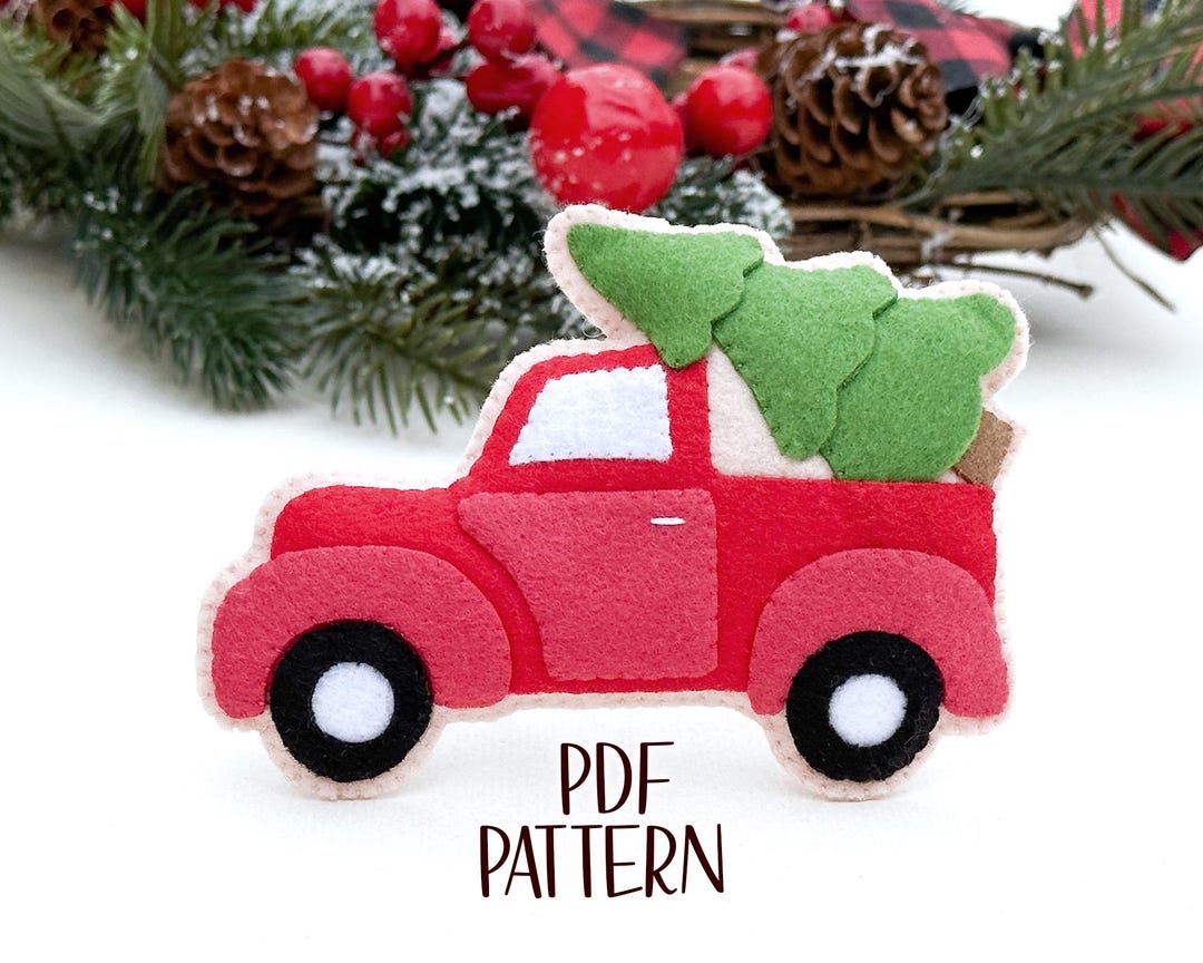 Felt Red Truck Pdf PATTERN Merry Christmas Truck Ornament - Etsy
