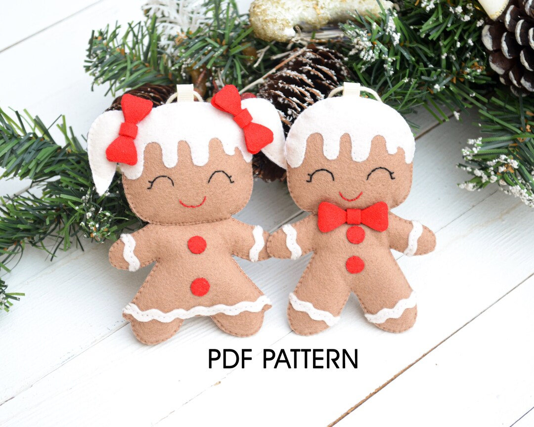 Gingerbread Boy Girl Felt PATTERN Pdf . Gingerbread Man Decor ...
