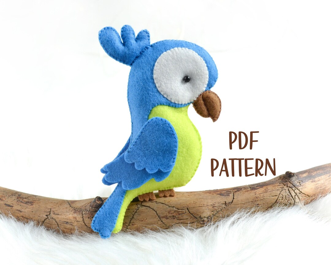 Parrot Plushie Felt PATTERN Pdf . Felt Bird Pattern for Jungle Nursery ...