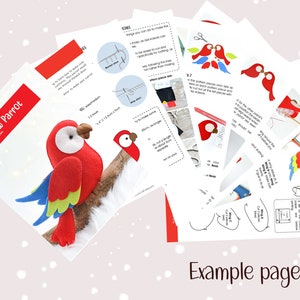 Parrot Plushie Felt PATTERN Pdf . Felt Bird Pattern for Jungle Nursery ...
