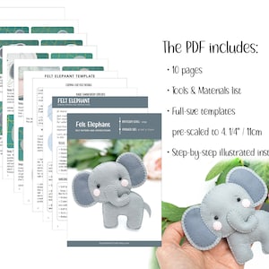 Felt Elephant PATTERN Pdf . Safari Baby Mobile . Jungle Nursery Decor Felt Animal - Etsy