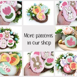 Simple Easter Punch Needle PATTERN 5 in 1 . Easter Car Coasters Bunny ...