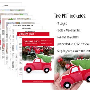 Felt Red Truck Pdf PATTERN Merry Christmas Truck Ornament - Etsy