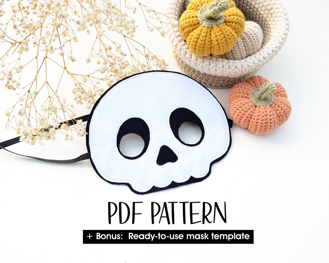Skull Mask Felt Pdf PATTERN . Halloween Dress up Mask Easy DIY Pattern ...