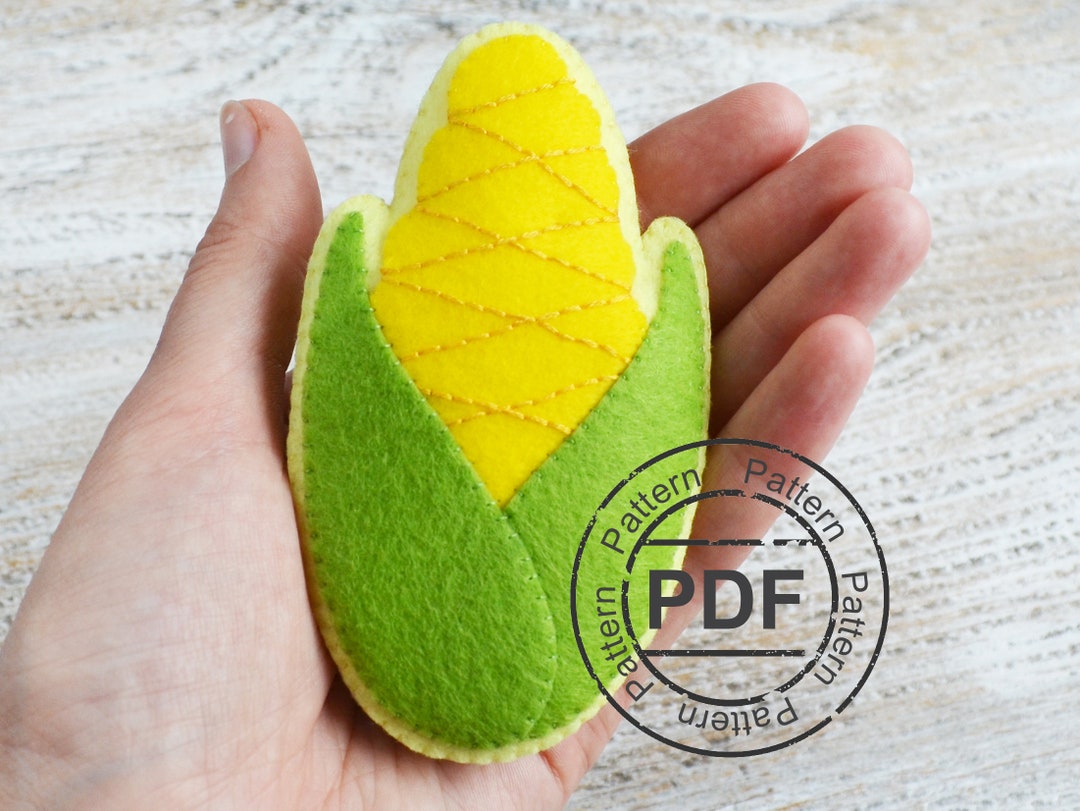 CORN Pdf Felt Pattern, Felt Corn on the Cob, Felt Toy Sewing Pattern ...