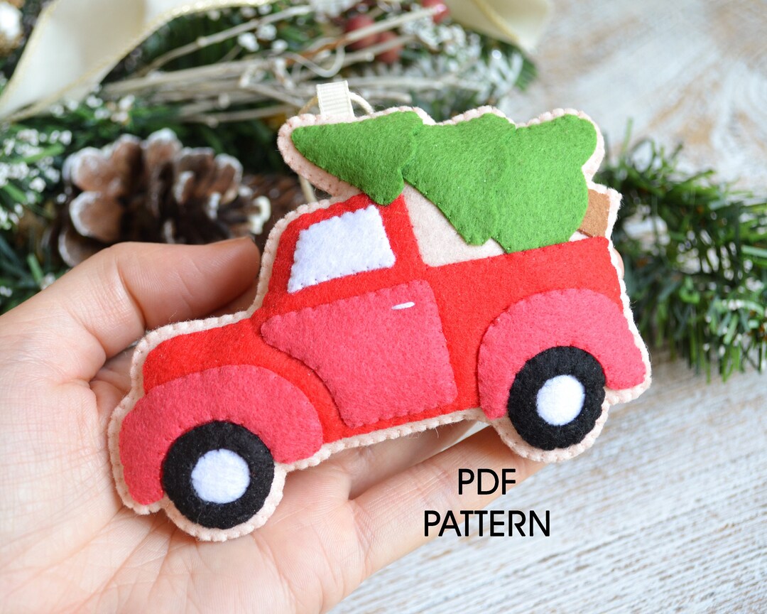 Felt Red Truck Pdf PATTERN Merry Christmas Truck Ornament - Etsy