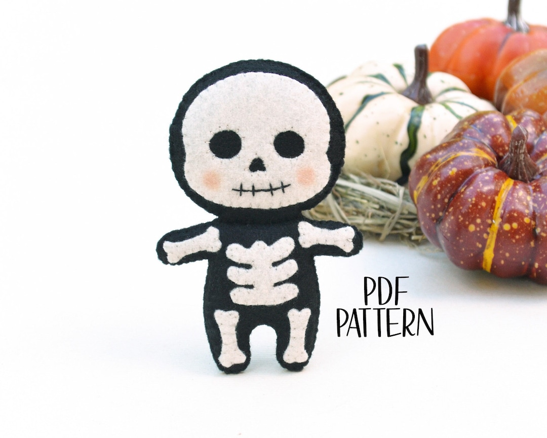 Skeleton Felt Doll PATTERN Pdf Png . Halloween Plushie Sewing Pattern ...