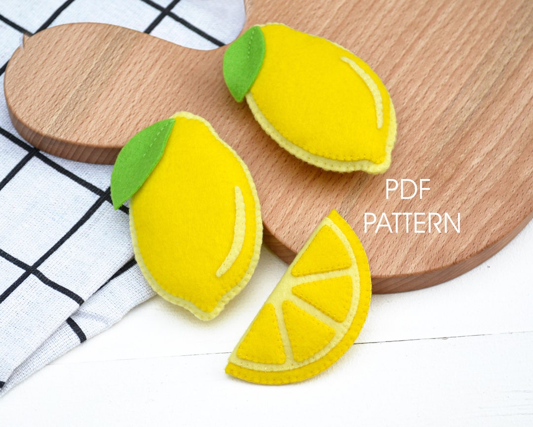 LEMON Felt Food PATTERN Pdf, Felt Lemon Wedge Sewing Pattern, Play Food ...