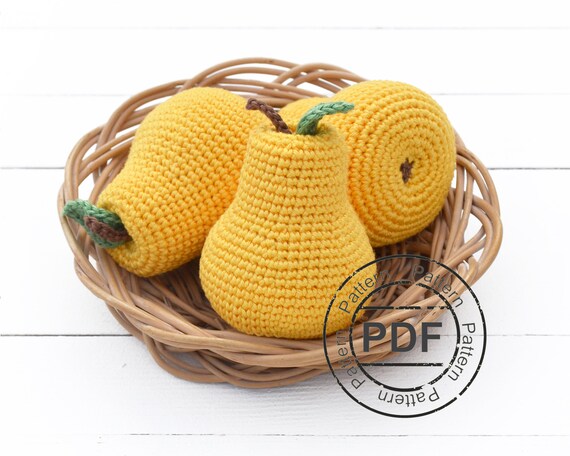 Crochet pear PATTERN pdf . Amigurumi play food pattern . | Etsy