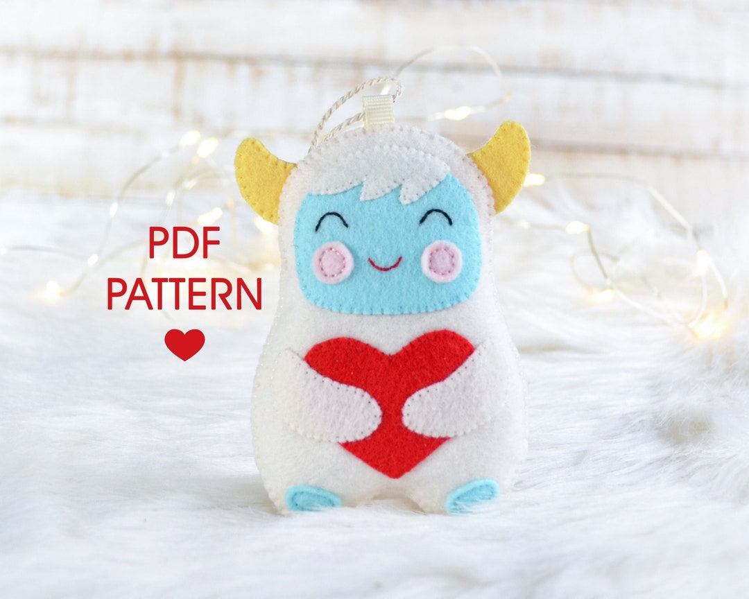 Yeti With Heart Felt PATTERN Pdf . Valentine's Yeti in Love Decor ...