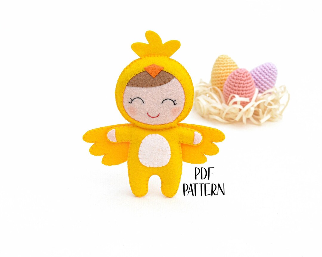 Felt Baby Chick Doll Sewing Pattern: Easter Basket Stuffer (PDF Pattern ...