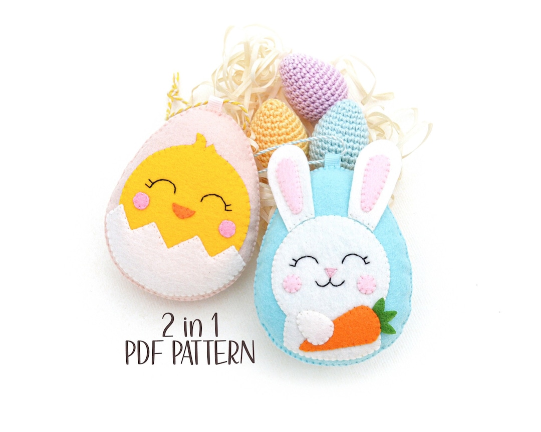 Easter Chick Bunny Felt PATTERN Pdf . Felt Sewing Pattern . Handmade ...