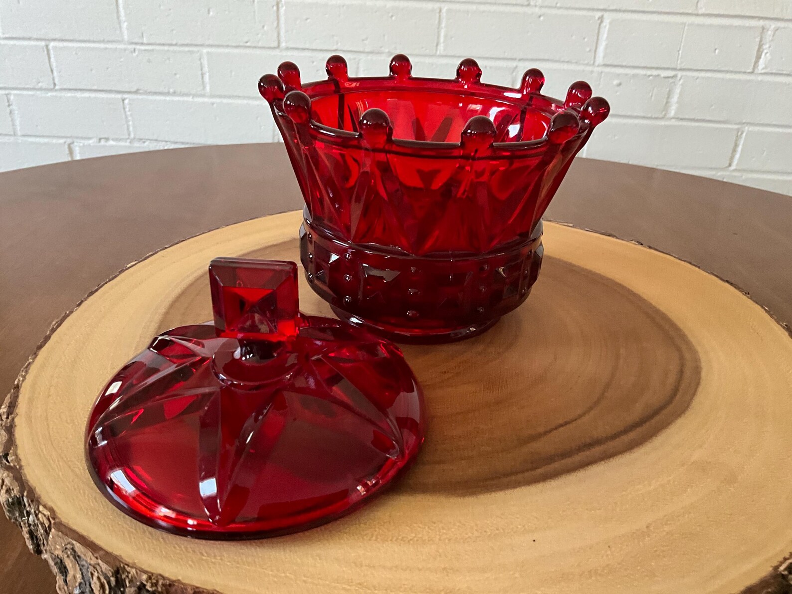 Fostoria Ruby Red Windsor Crown Candy Dish - Etsy
