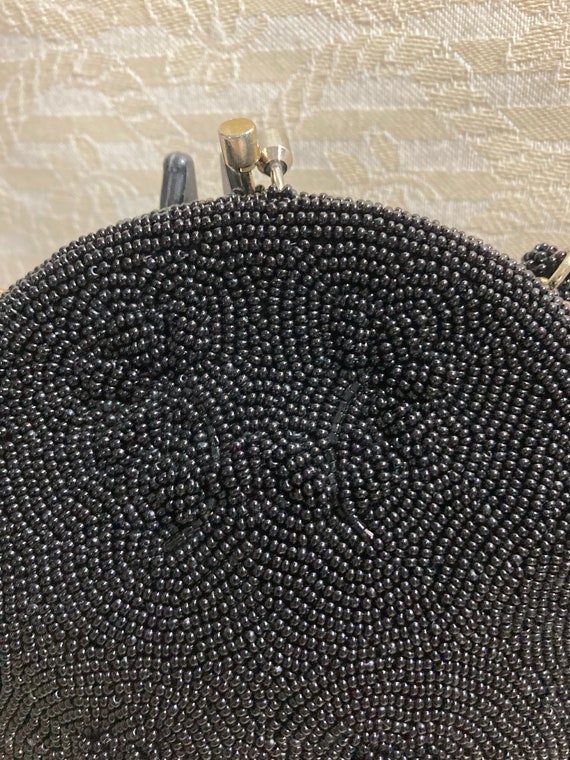 Vintage Black Beaded Handbag made in Japan La Regale - Gem