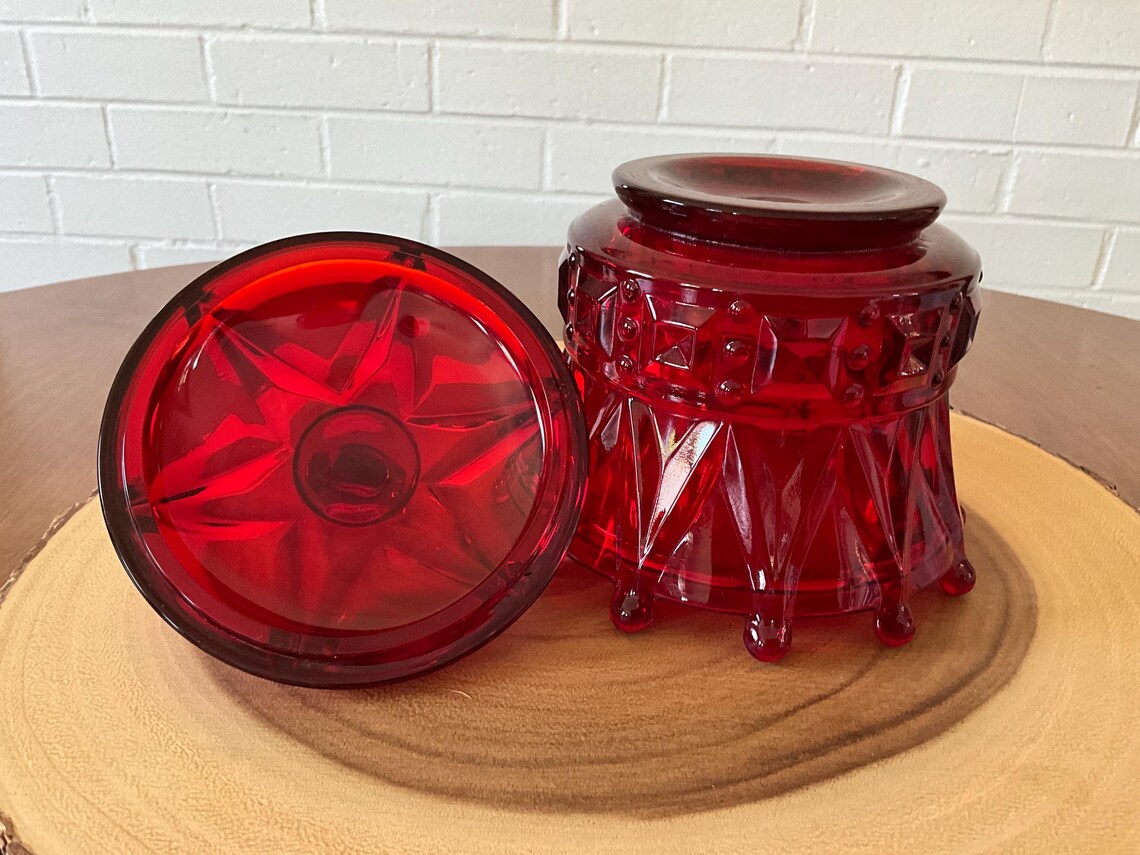 Fostoria Ruby Red Windsor Crown Candy Dish - Etsy