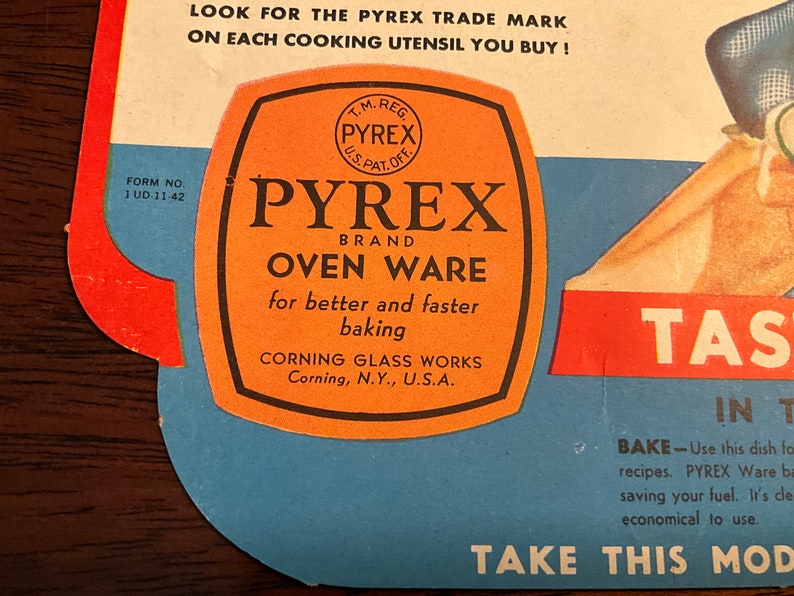PYREX Lable From 1940’s Paper With Recipes on Back Side - Etsy