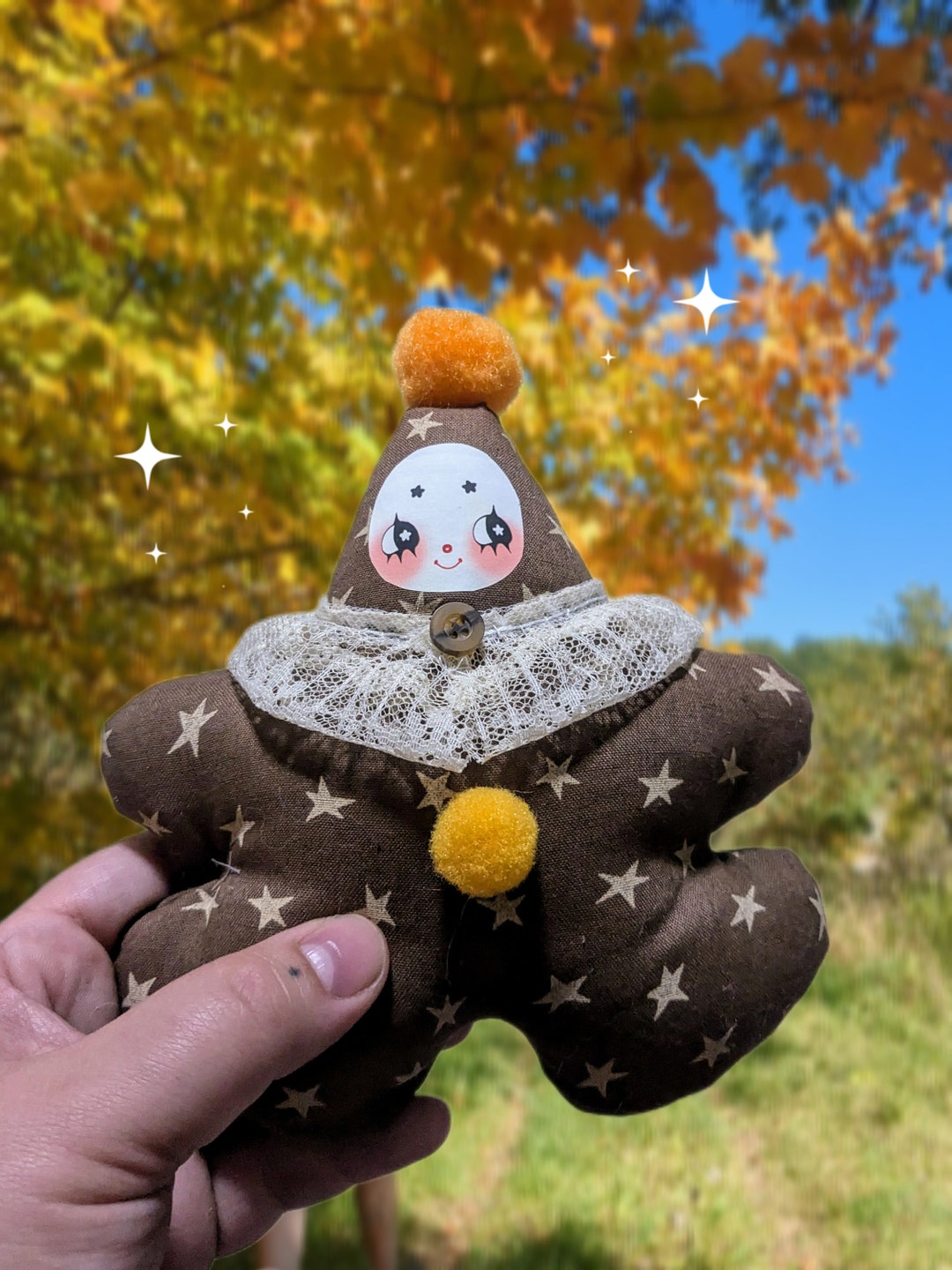 Spooky 2 Face Halloween Pocket Pal, Star Pattern With Pumpkin Face - Etsy