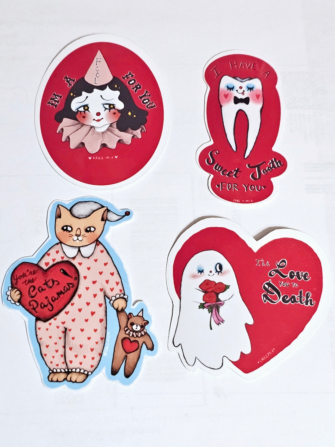 Valentine Sticker Set, Set of 4 - Etsy