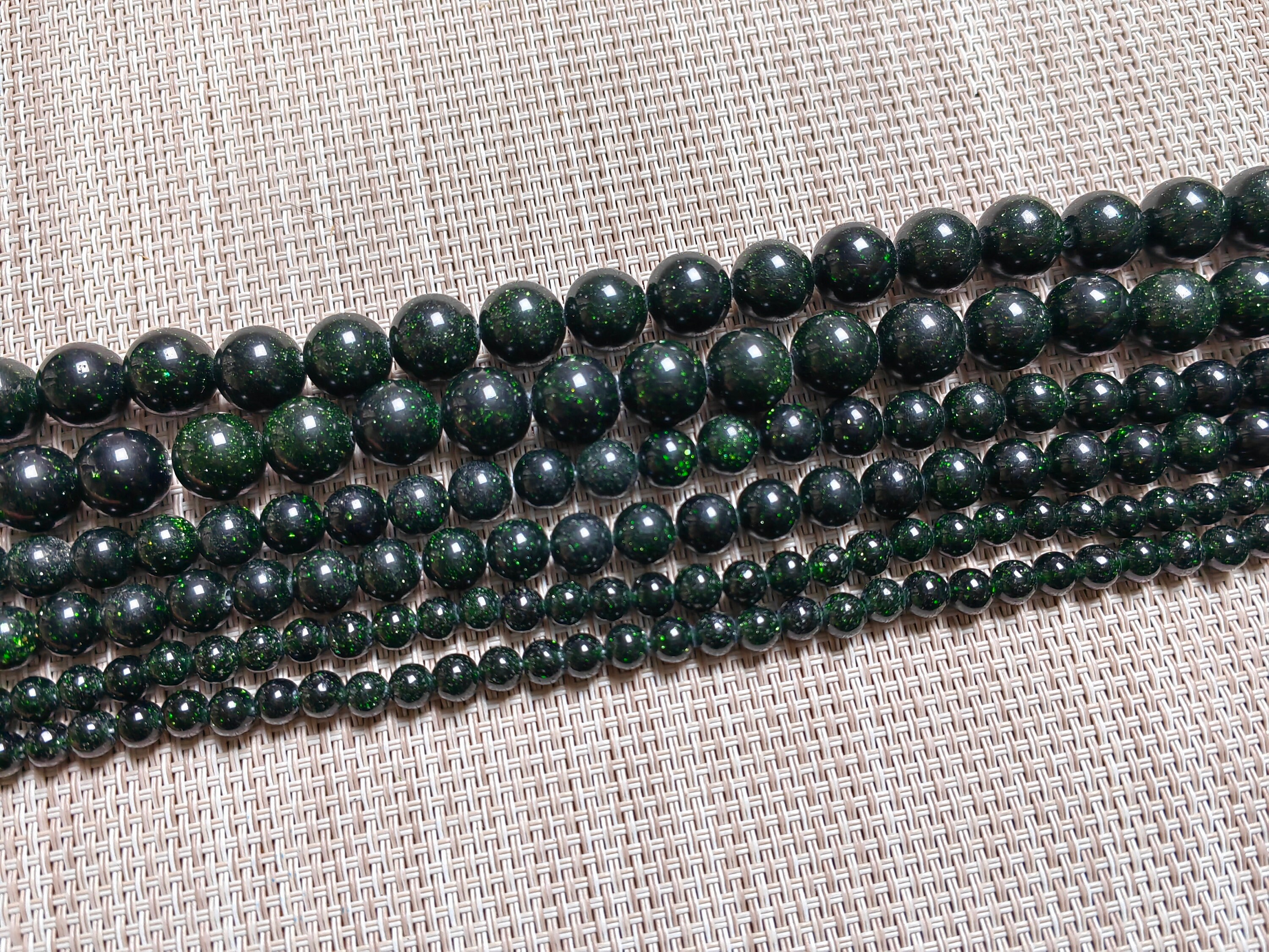 1 Full Strand Smooth Green Goldstone Beads Green Sand Stone - Etsy