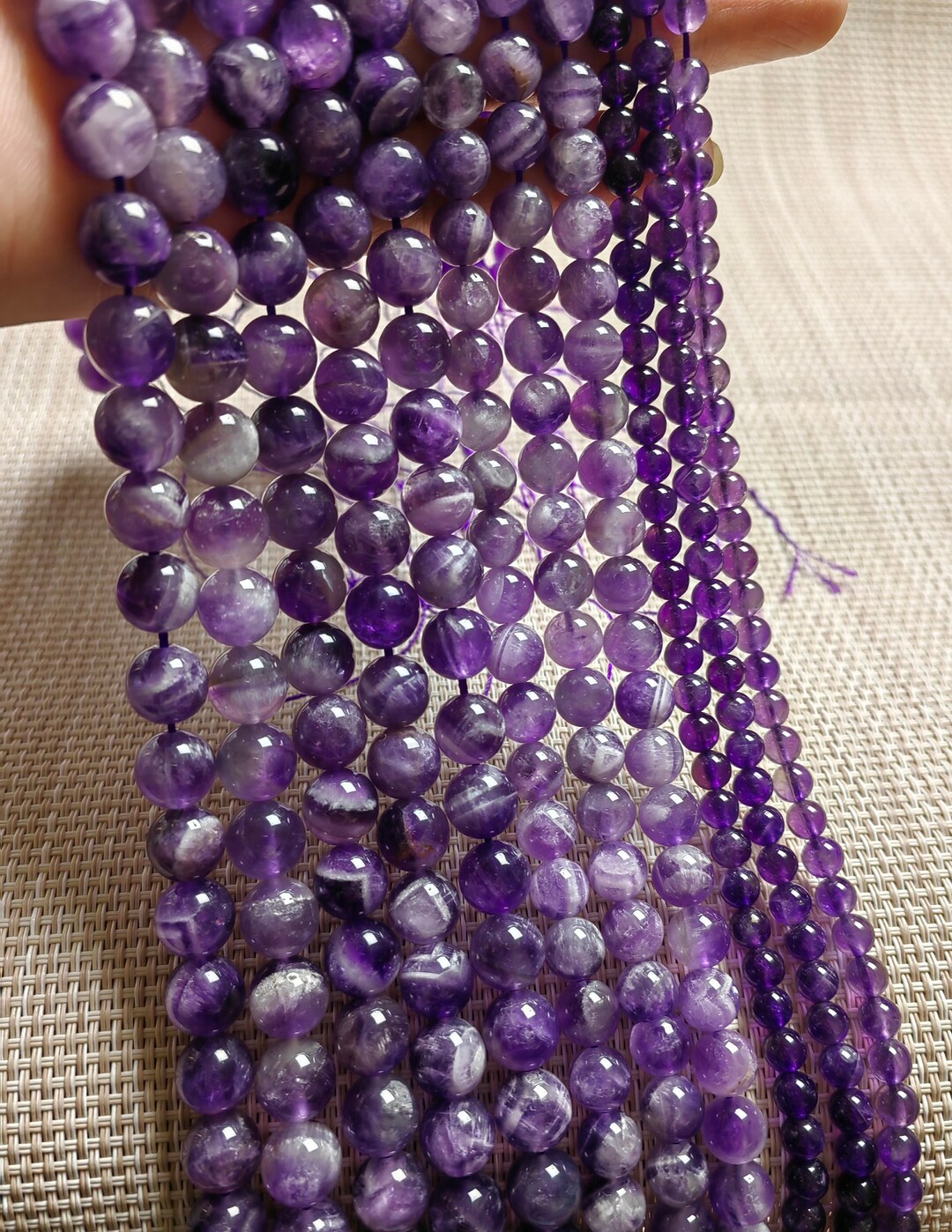 1 Full Strand Smooth Amethyst Beads, Amethyst Gemstone Beads, Smooth ...