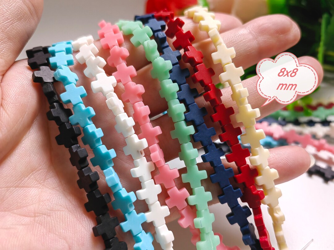 11 Colours Composite Resin Cross Beads, 8mm Cross Spacer Beads, Hole 1 ...