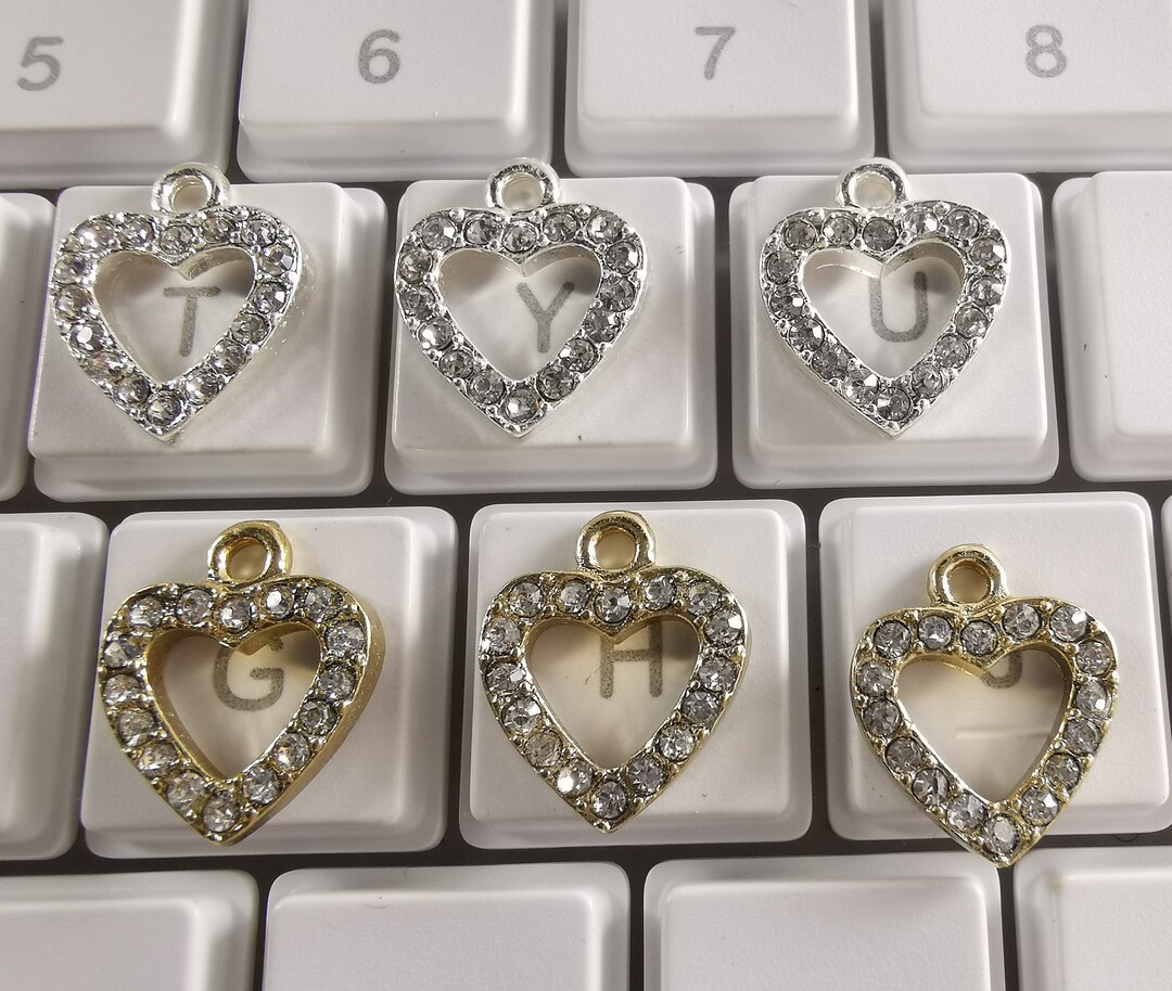 13x16mm Rhinestone Heart Charms, Hollow Heart Charms, Valentines Day ...