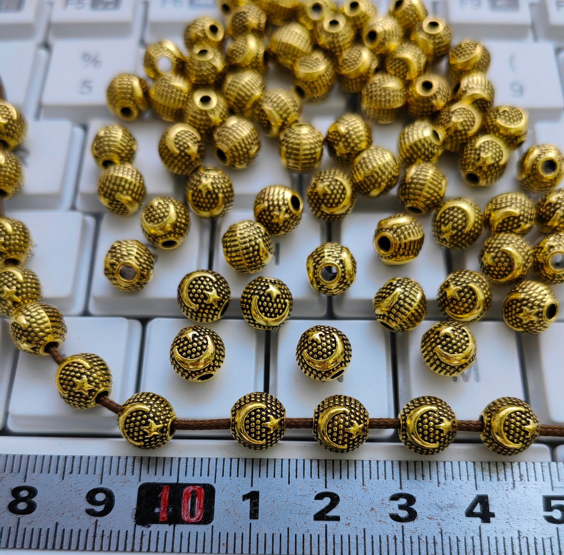30 or 50pcs Moon and Star Spacer Beads, 7.5 Mm Metal Spacer Beads ...