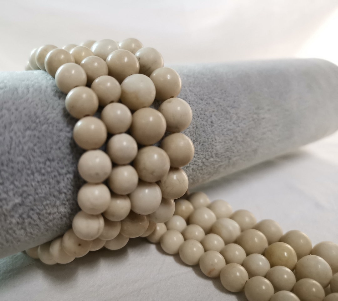 Smooth Cream River Stone Round Beads, Gemstone Beads, 8mm 10 Mm to ...