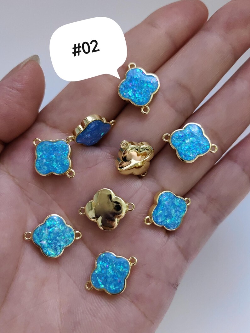 14x18mm Opal Four Leaf Clover Connectors, Gold Plated With Multicolor ...