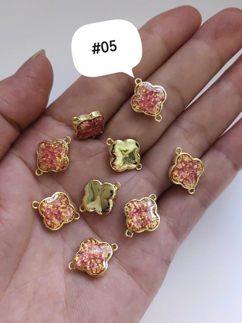 14x18mm Opal Four Leaf Clover Connectors, Gold Plated With Multicolor ...