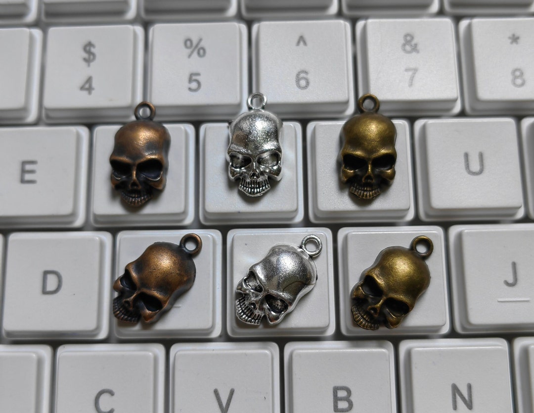 50pcs Metal Skull Head Charms Pendants, 10x19mm, Gothic Charms ...